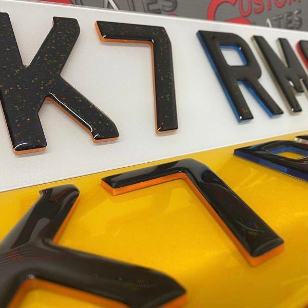 4D Black Sparkle Coloured Back Custom Number Plate – Garage Girls UK